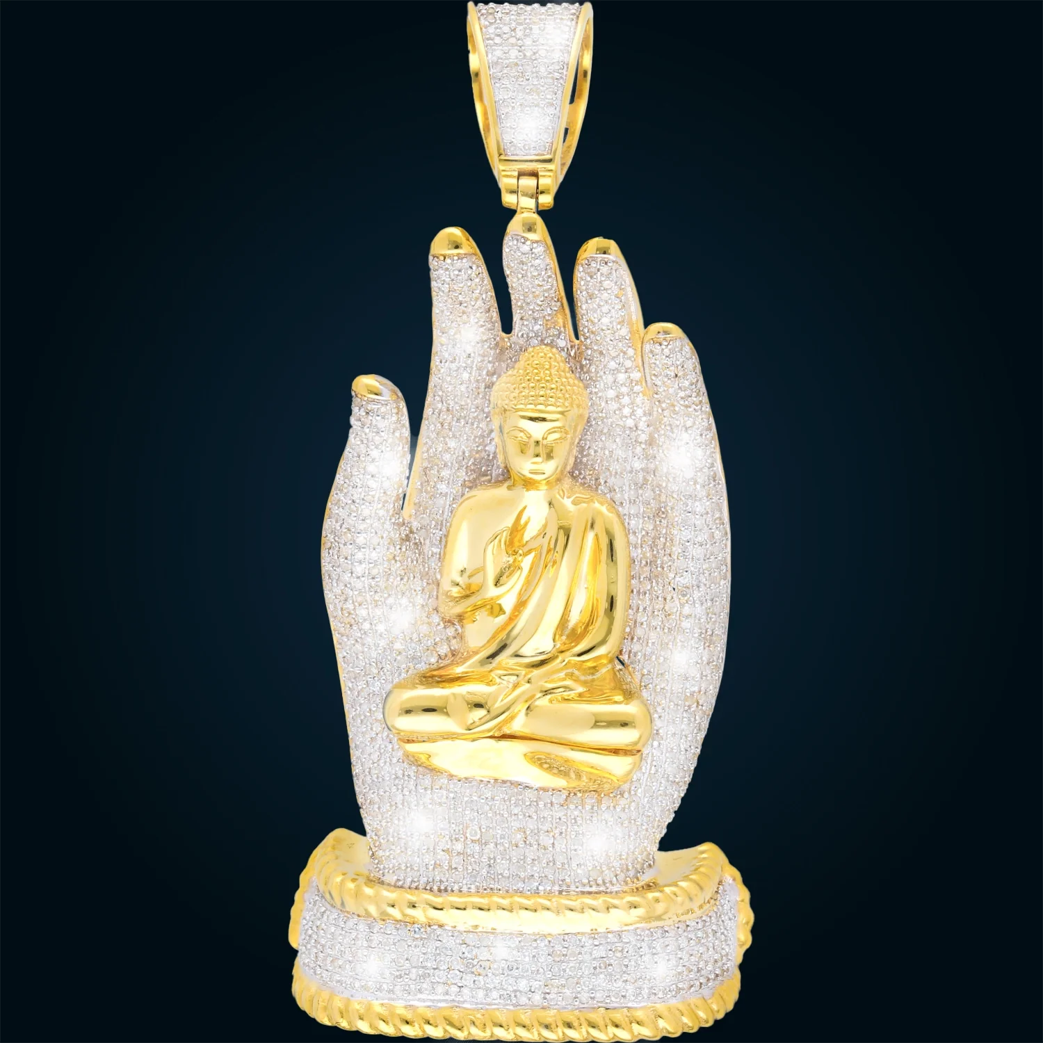Yellow Gold Buddha Pendant with Diamonds